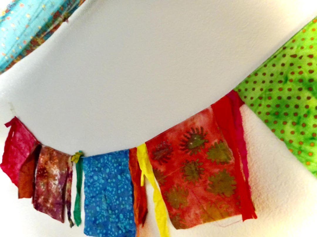 Bunting Flags 5 Feet Inside/outside Colorful Batik Fabric Birthday ...