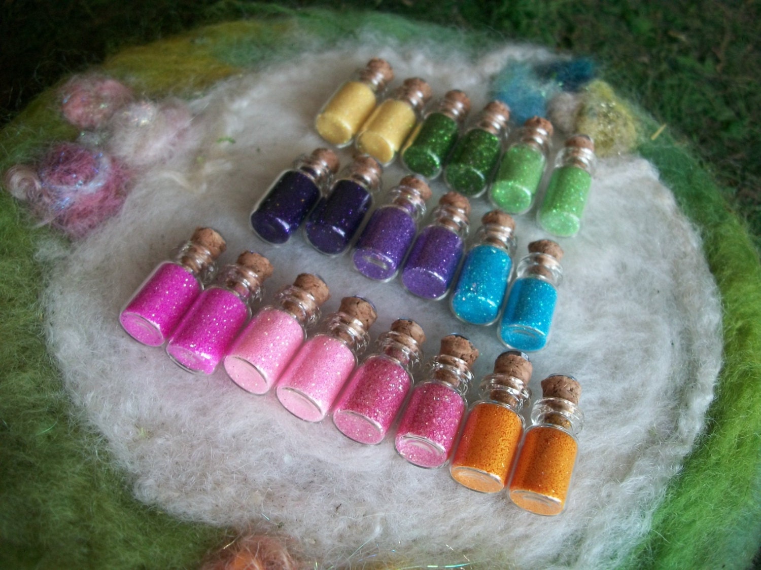 Rainbow Glitter Sparkle Favors, Fairy Birthday, Tiny Cork Bottles (set ...
