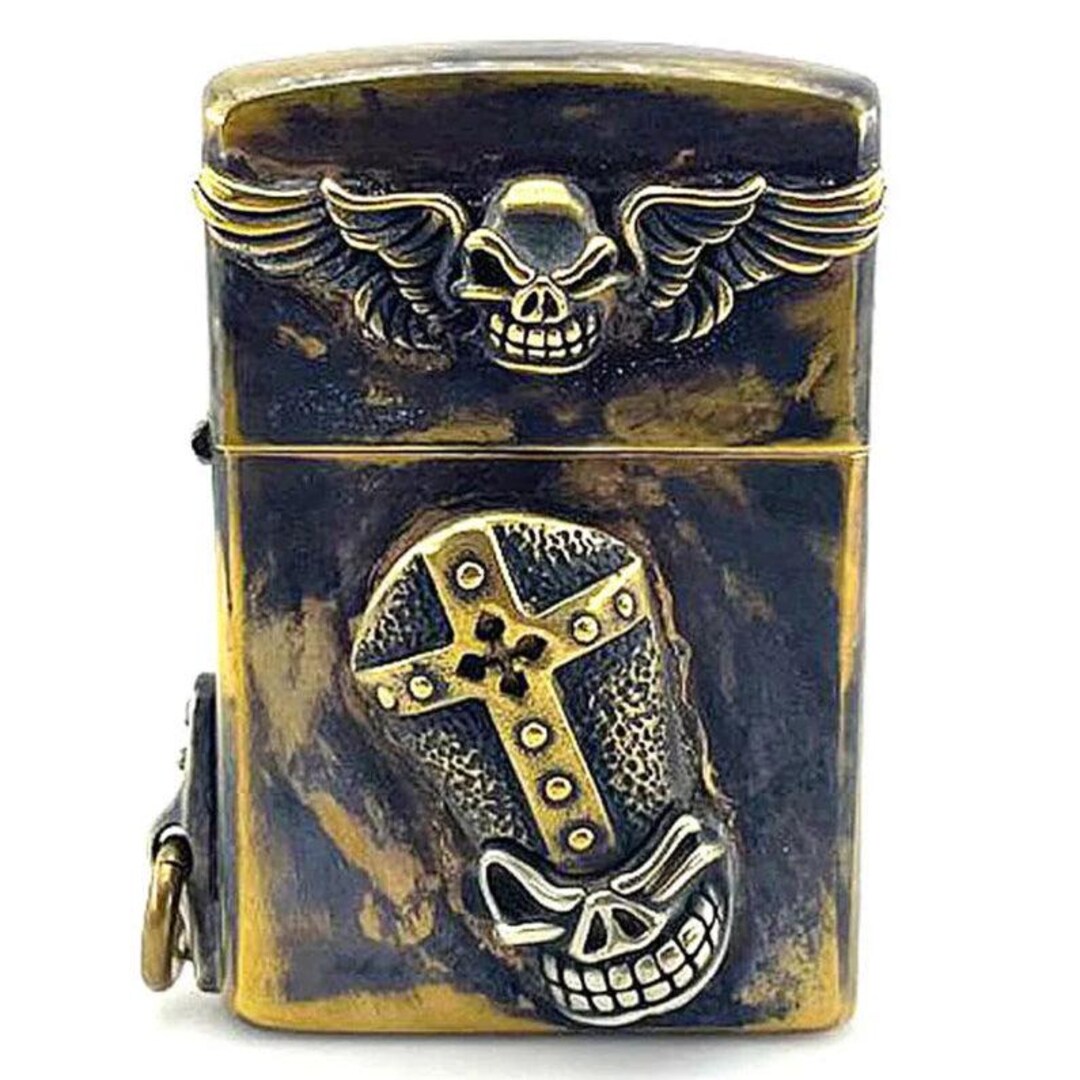 Silver Brass Pope Hat Miter Mitre Cross Winged Skull EDC Classical ...