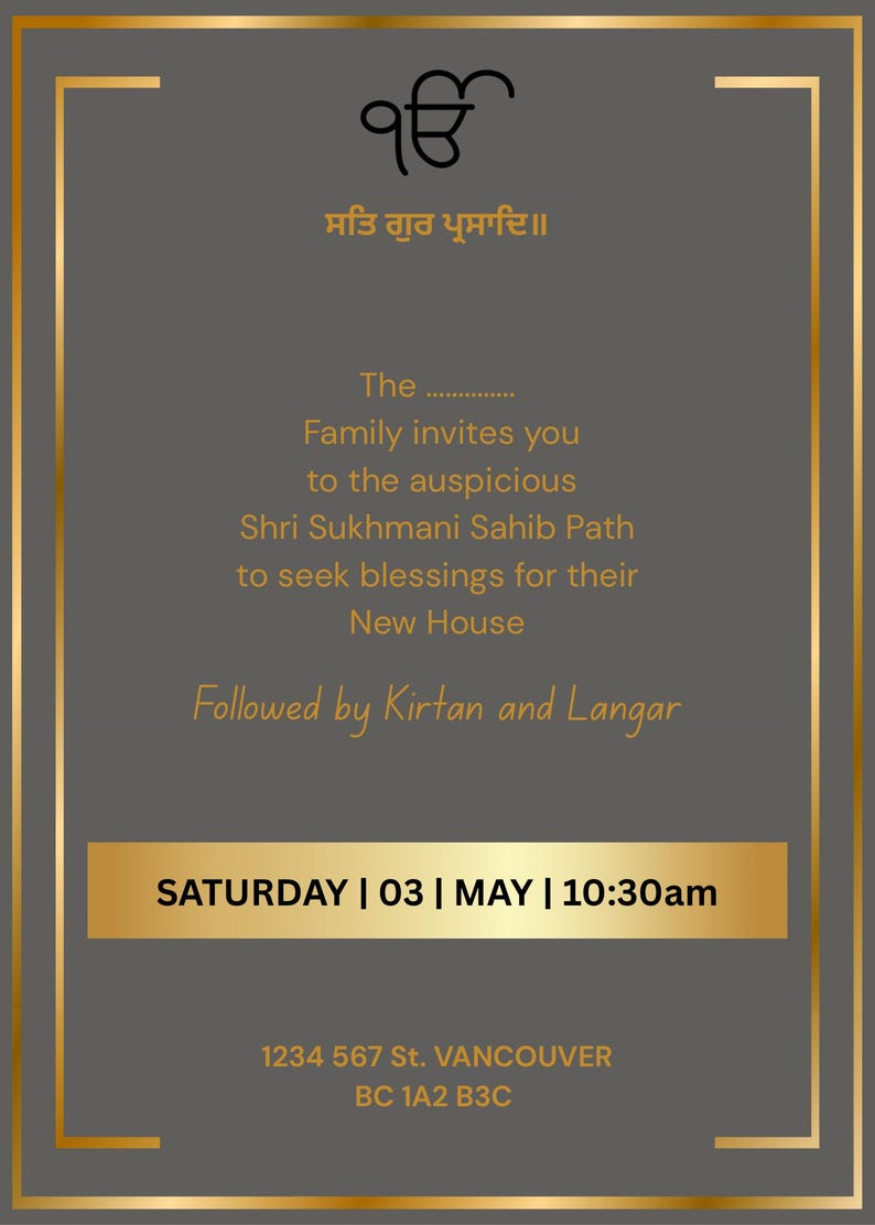Auspicious Sri Sukhmani Sahib Paath House Warming Invitation - Etsy