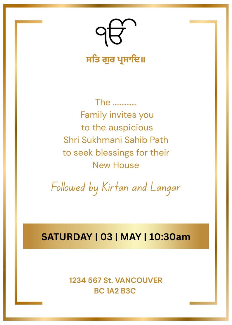 Auspicious Sri Sukhmani Sahib Paath House Warming Invitation - Etsy
