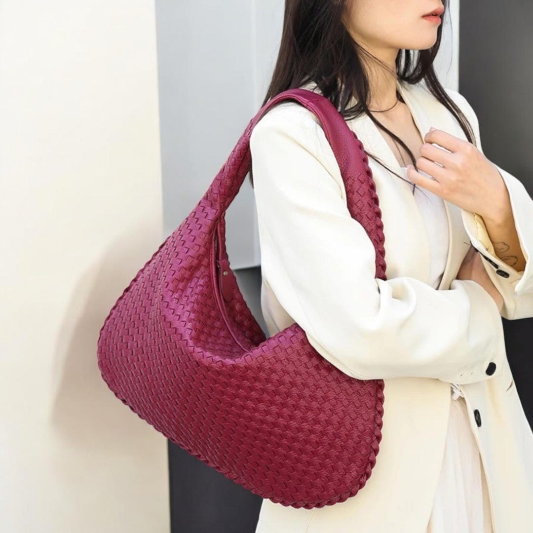 Handwoven Leather Shoulder Bag | Boho Armpit Tote | Hawaiian Style Hobo ...