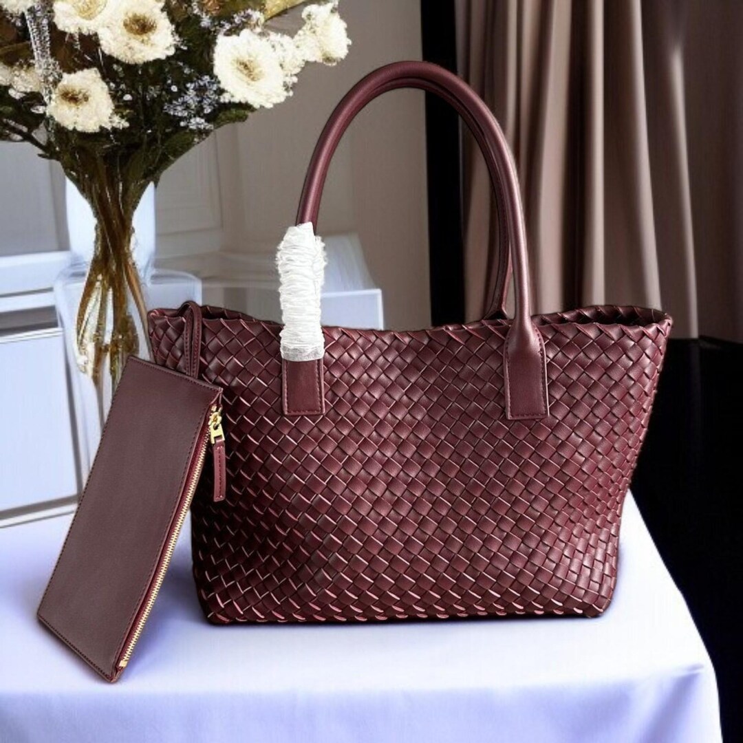 SITING Retro Handmade Genuine Cowhide Woven Bag, Vintage Leather ...