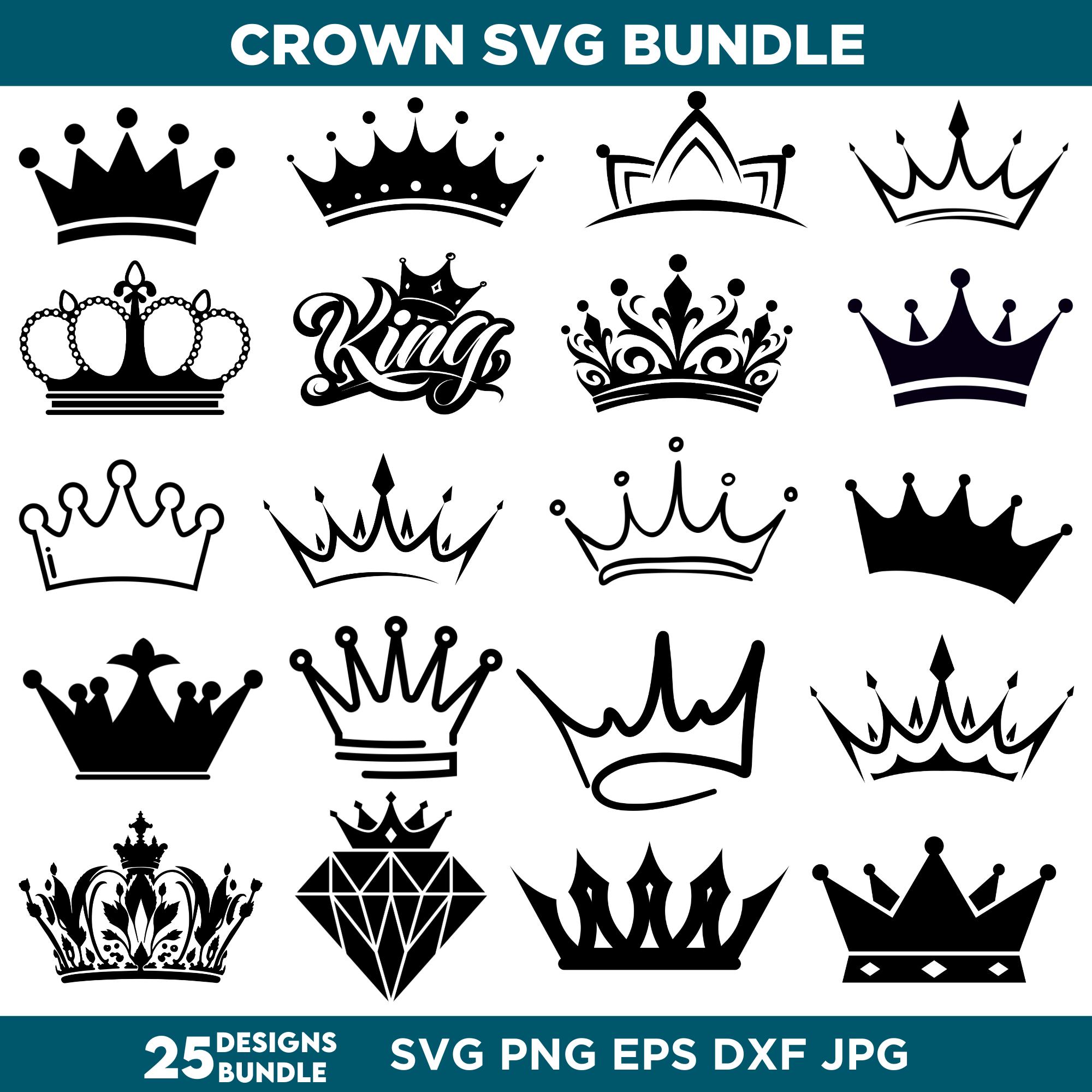 Royal Crown SVG Bundle: King, Queen, Princess Tiara (digital Download ...