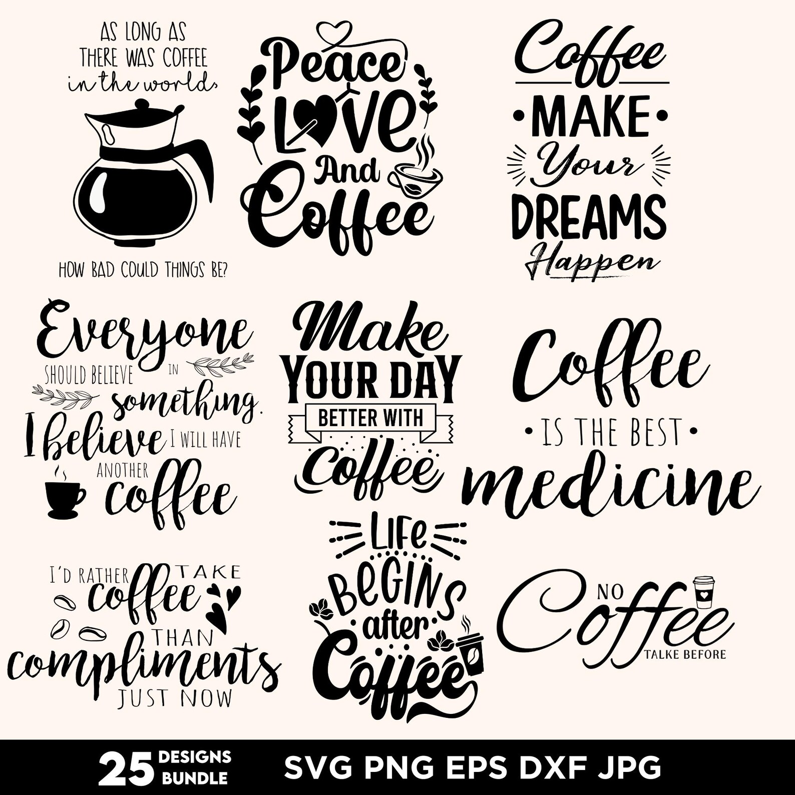 Coffee Svg Bundle, Funny Coffee Svg, Coffee Png, Coffee Quotes Svg ...