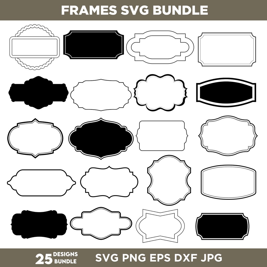 Classic Frames Svg Bundle, Label Frames Svg, Vintage Frames Svg, Label ...