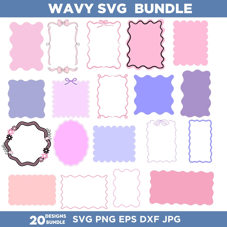 Wavy Invitation SVG Bundle: Modern Frame & Border Designs (digital ...