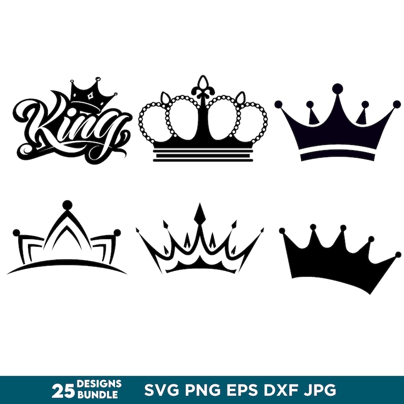 Royal Crown SVG Bundle: King, Queen, Princess Tiara (digital Download ...