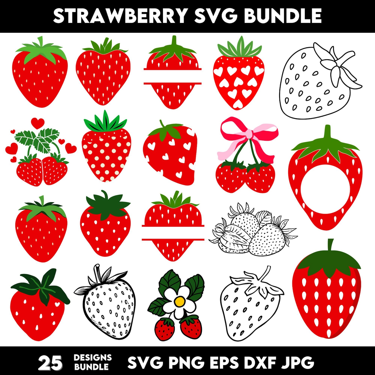 Strawberry SVG Bundle: Clipart, PNG, Cut Files (instant Download) - Etsy