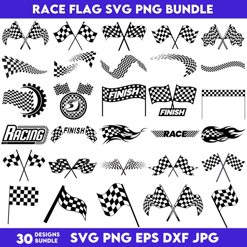 Checkered Race Flag SVG Bundle: Racing Clipart (digital Download - Etsy