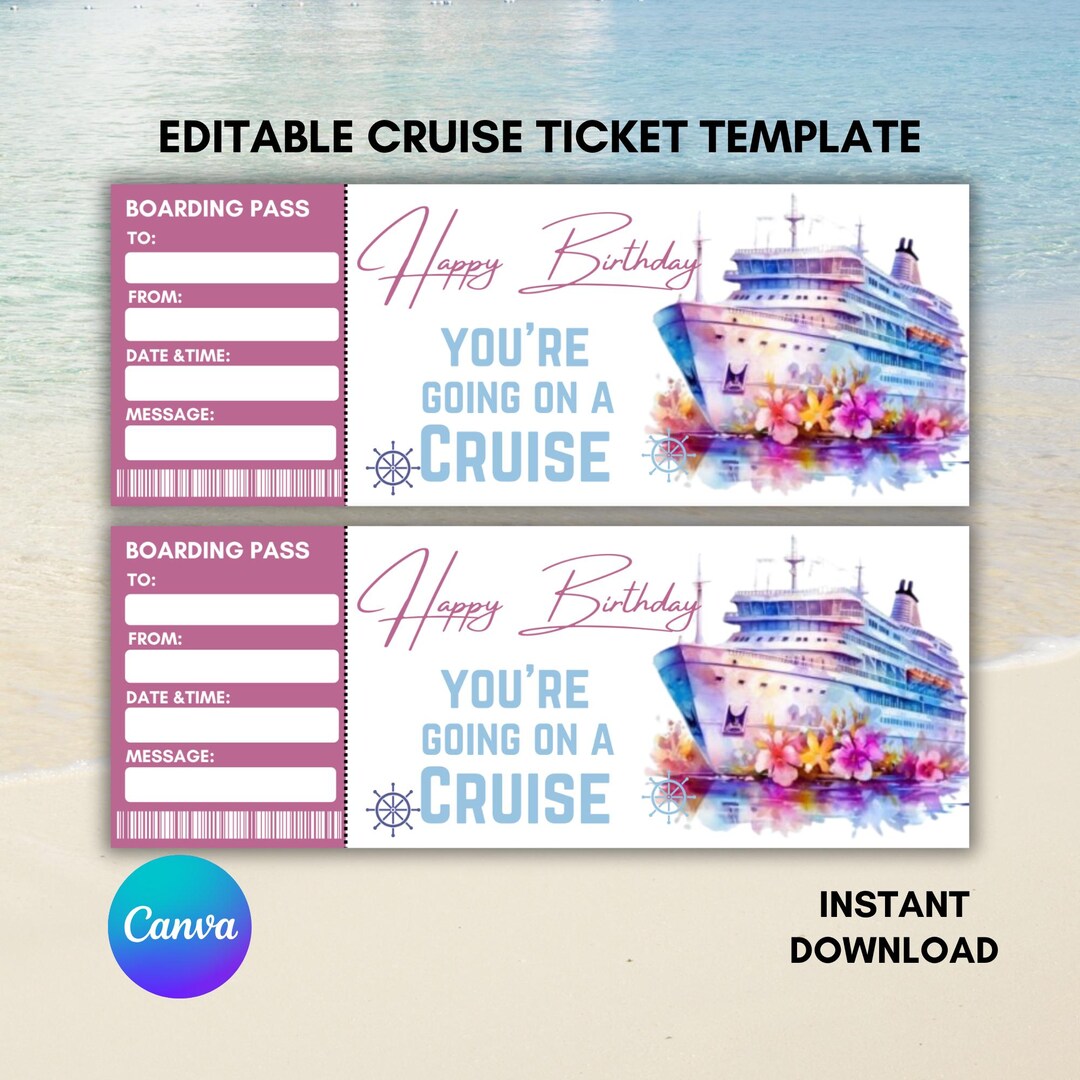 Printable Cruise Ticket Template, Cruise Surprise Ticket, Cruise ...