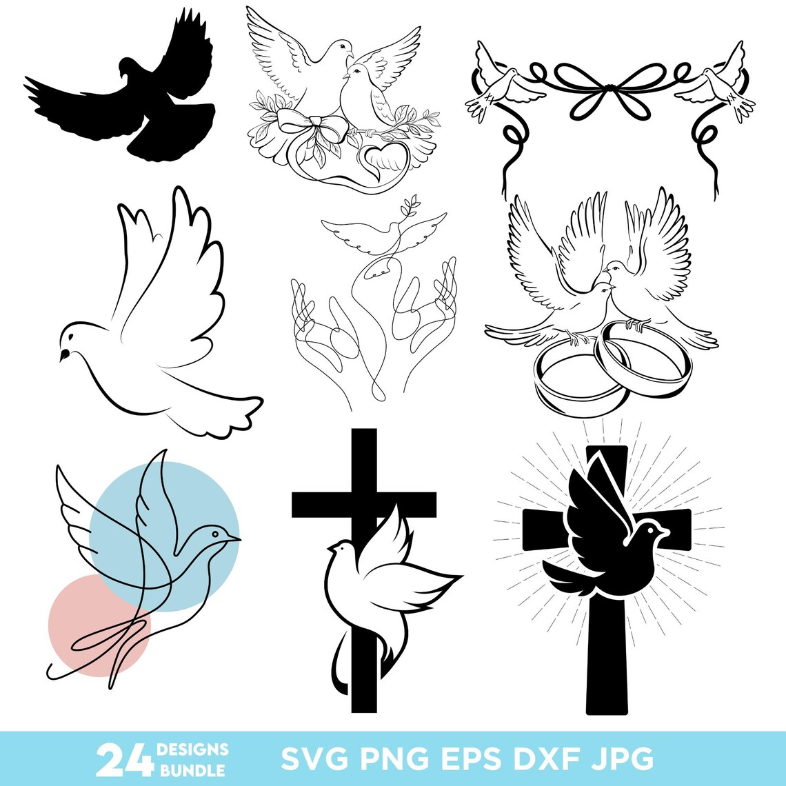 Dove SVG Bundle: Pigeon Clipart, Christian Designs (digital Download ...