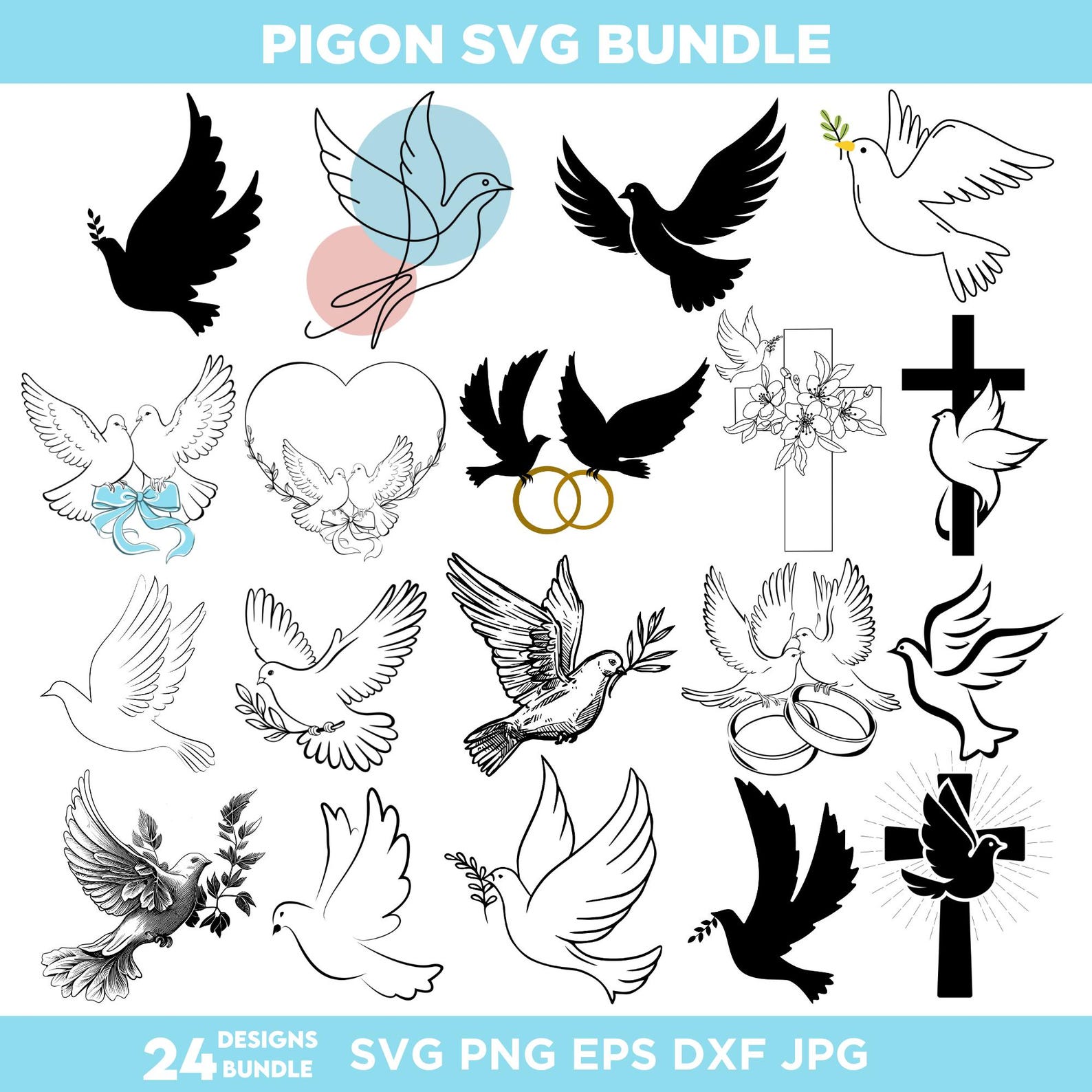 Dove SVG Bundle: Pigeon Clipart, Christian Designs (digital Download ...