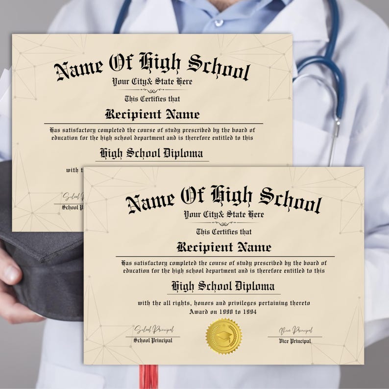 Editable High School Diploma Template: Homeschool Replica (instant ...