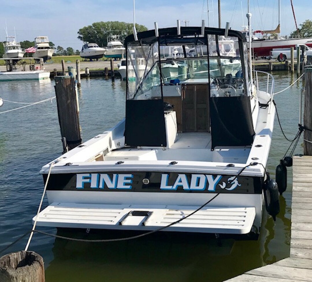 Boat Name Decal Custom Personalized Vinyl Lettering Sticker + 1 Shadow ...