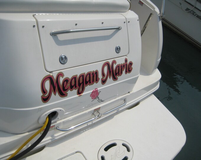 Boat Name Decal + 2 Color Shadow Custom Vinyl Lettering Sticker 4" X 24 ...
