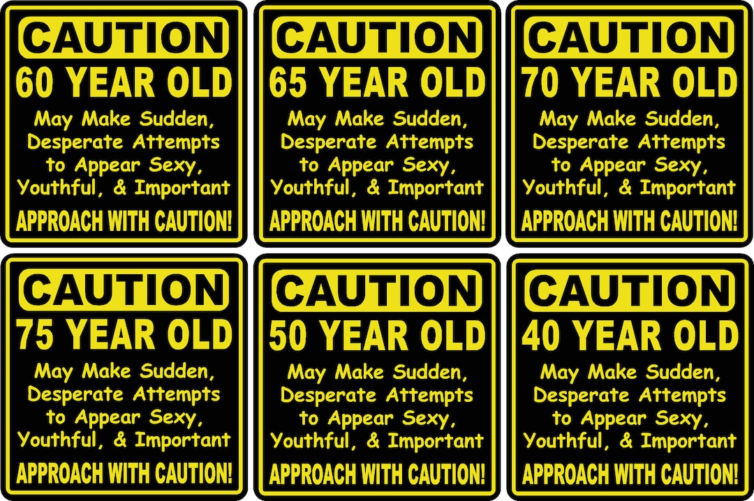 Funny Over the Hill Birthday Sign Caution Gag for 60, 65, 70, 75, 50 ...