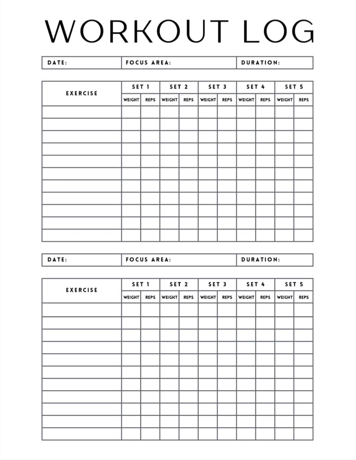 Ultimate Workout Log PDF: Your Personalized Fitness Journey Guide - Etsy