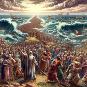 Dramatic Red Sea Parting Digital Art Print: Biblical Leadership ...