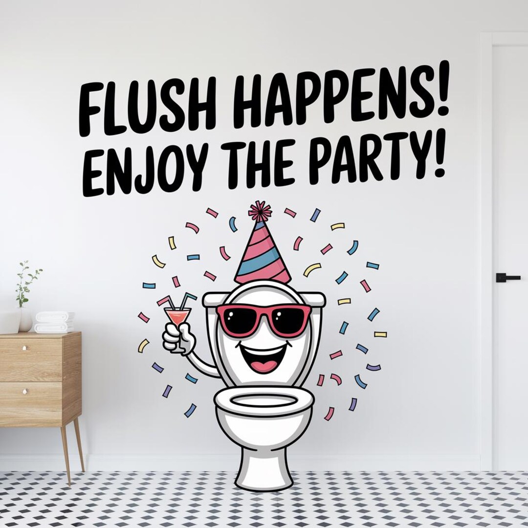 Whimsical Party Toilet Digital Download – Fun Bathroom Wall Art With ...