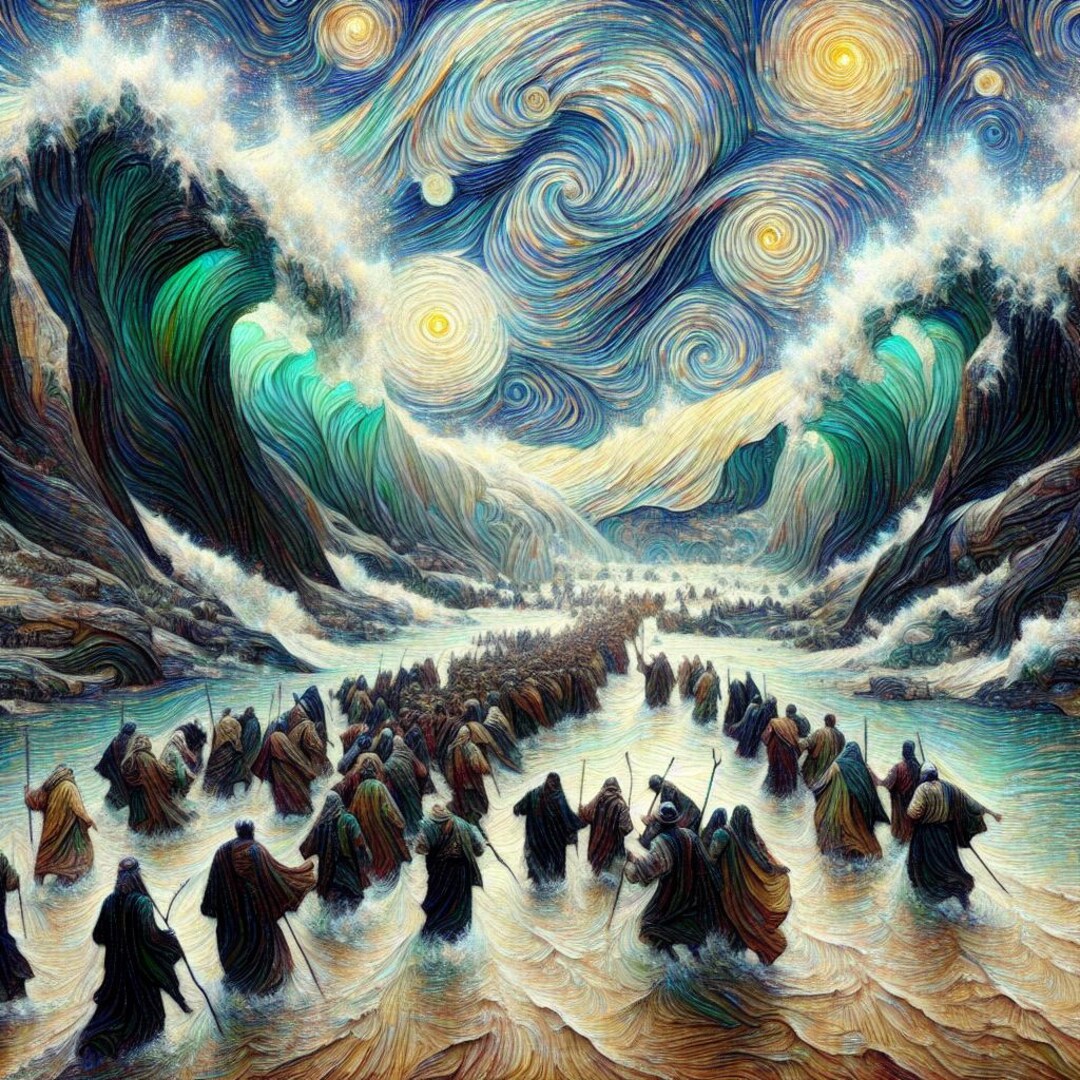 Ancient Biblical Red Sea Parting Digital Download – Expressive Van Gogh ...