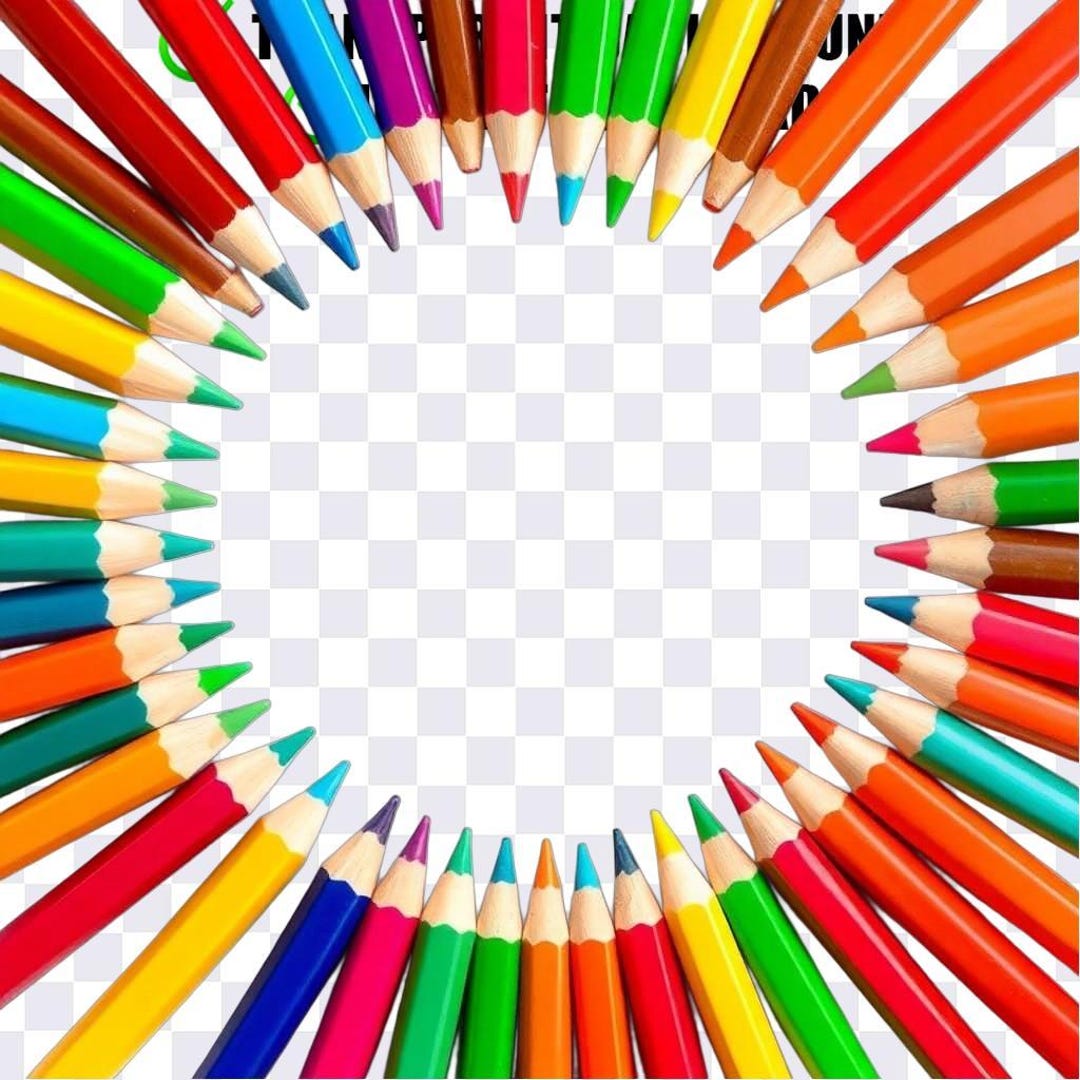 Vibrant Circular Colored Pencil Frame Digital Download PNG Transparent ...