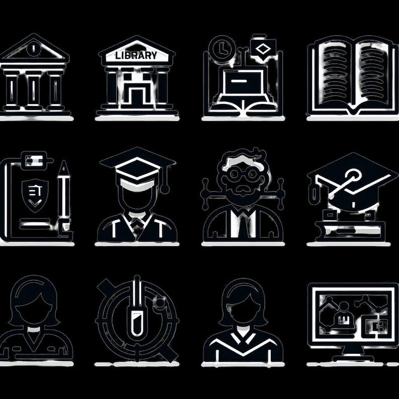 12 Academic Icons Set – Digital PNG Download With Transparent ...