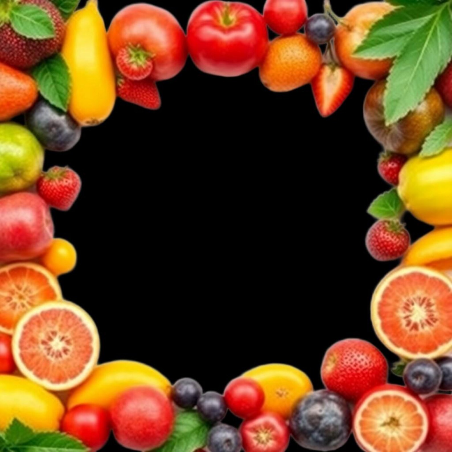 Vibrant Fruit Halo Digital Frame: Transparent PNG, Circular Arrangement ...