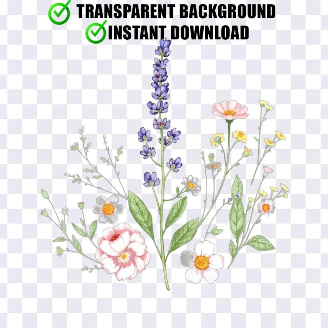 Watercolor Floral Icon Set Digital Download: One Complete File With ...