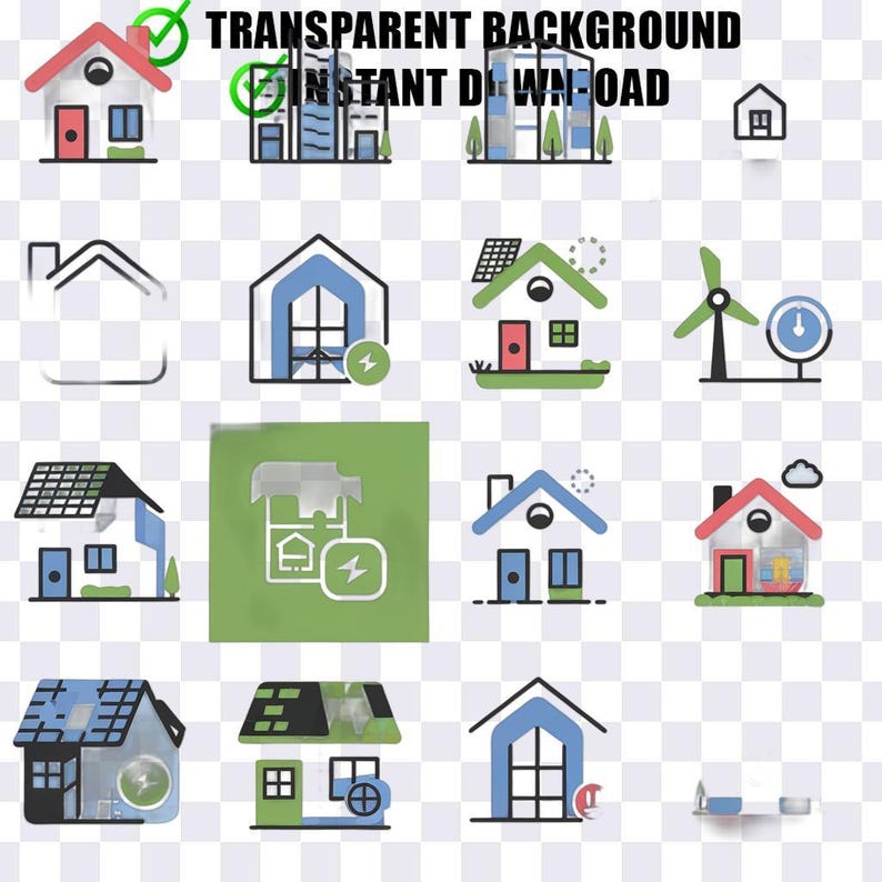 16 Modern Home & Energy Icons | Digital PNG Download, One File ...