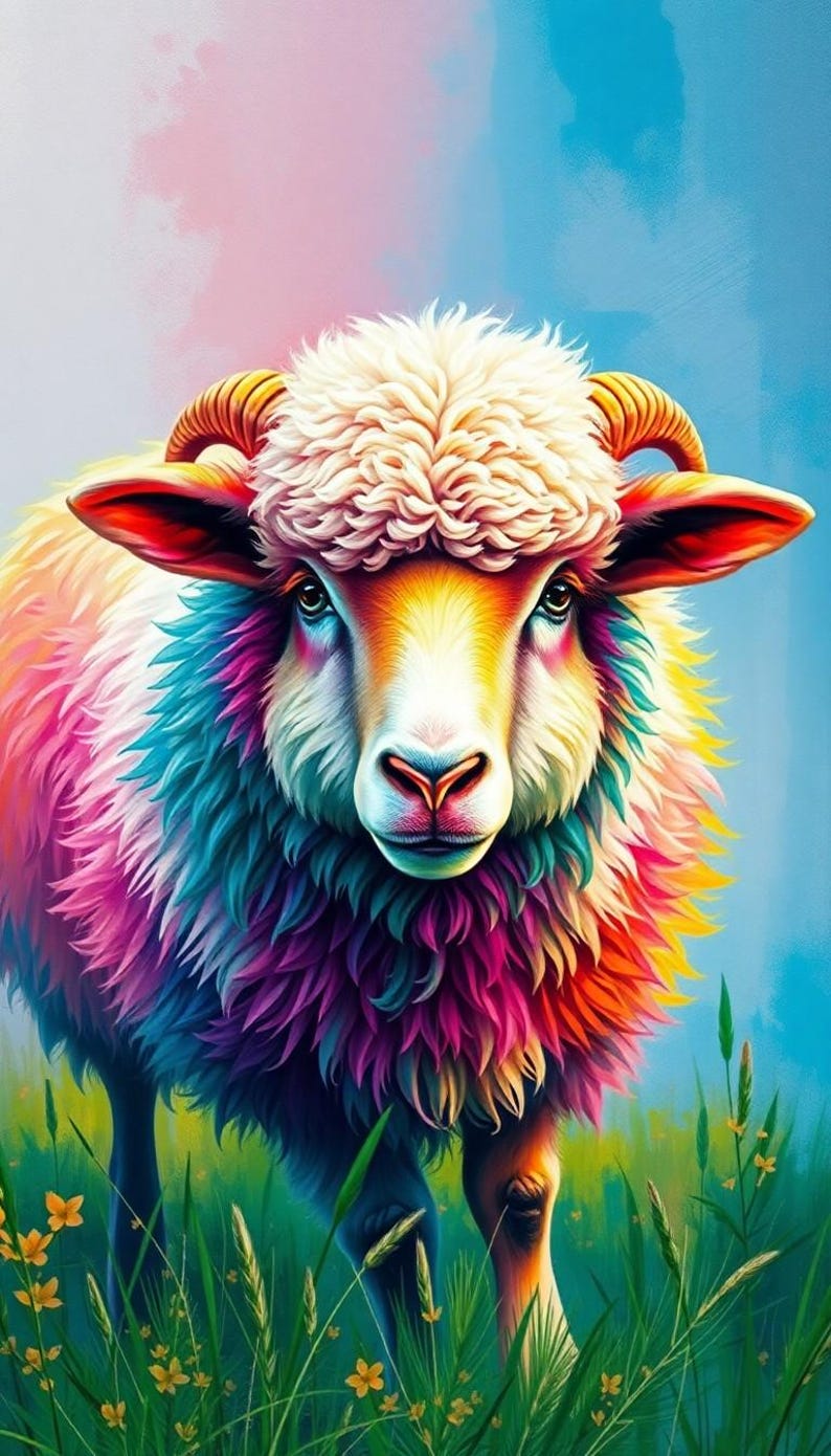 Colorful Fantasy Sheep Digital Download: Vibrant, Playful Art With ...