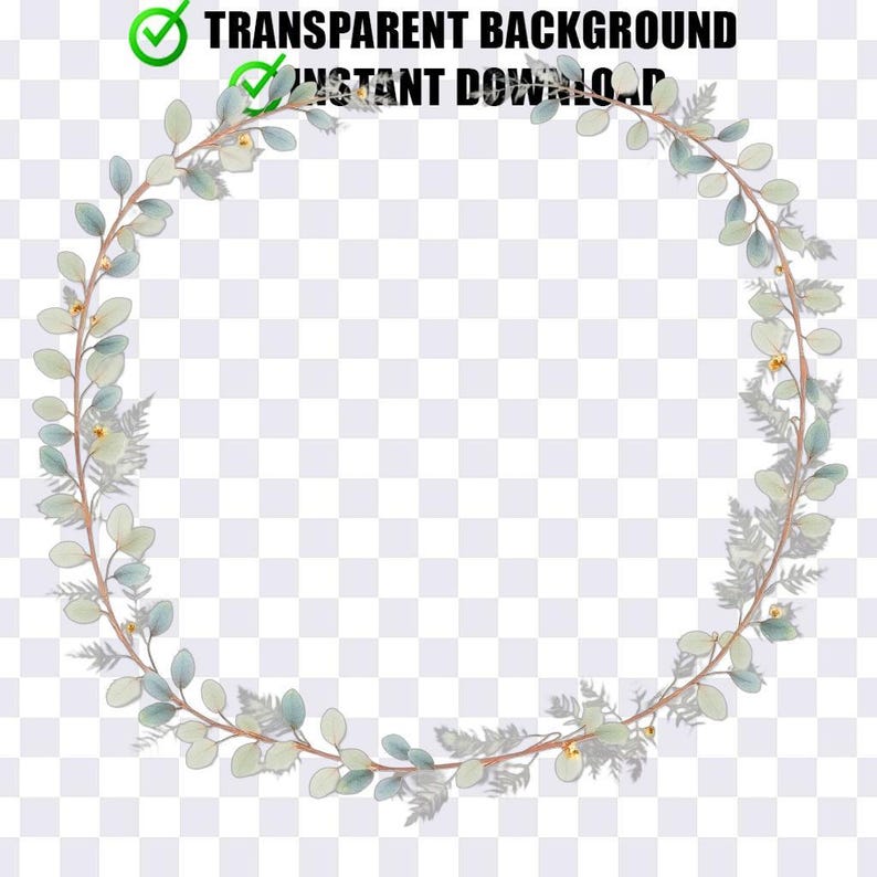 Elegant Botanical Oval Frame, Digital Download PNG, Transparent ...