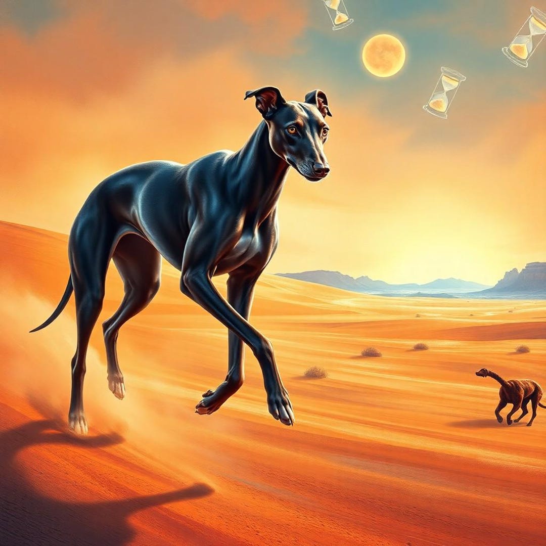 Digital Download Art: Surreal Greyhound Striding Through a Dreamy ...