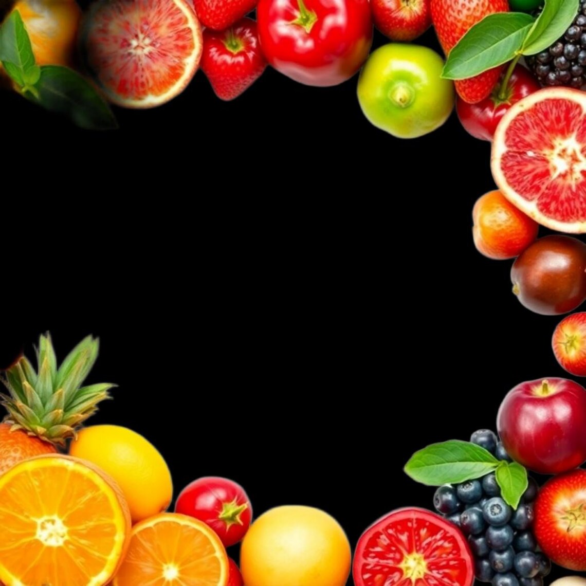 Vibrant Fruit Frame Digital PNG – Bright Circular Design With Citrus ...