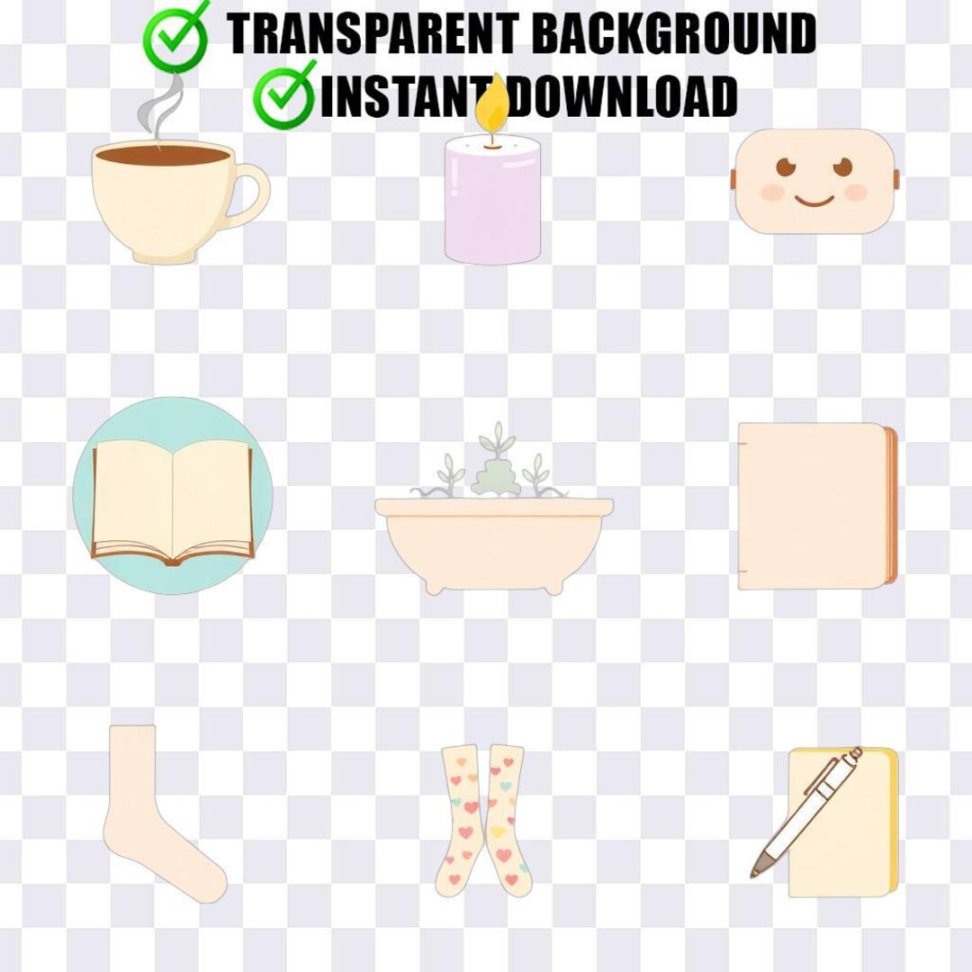 Cozy Nine Icon Set – Digital PNG Download, Transparent Background, All ...