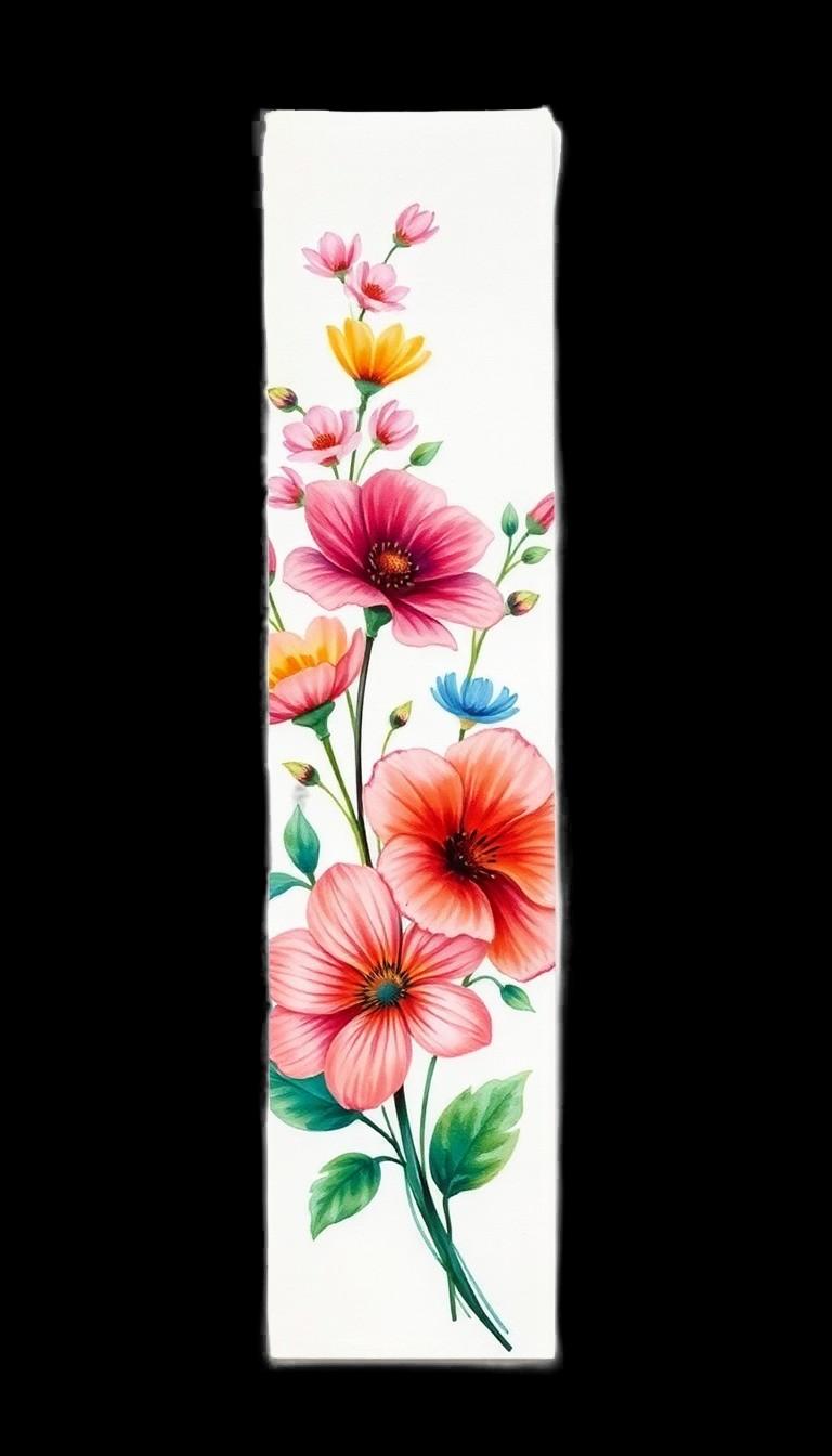Digital Download Floral Bookmark PNG Tall, Narrow Spring Inspired Art ...