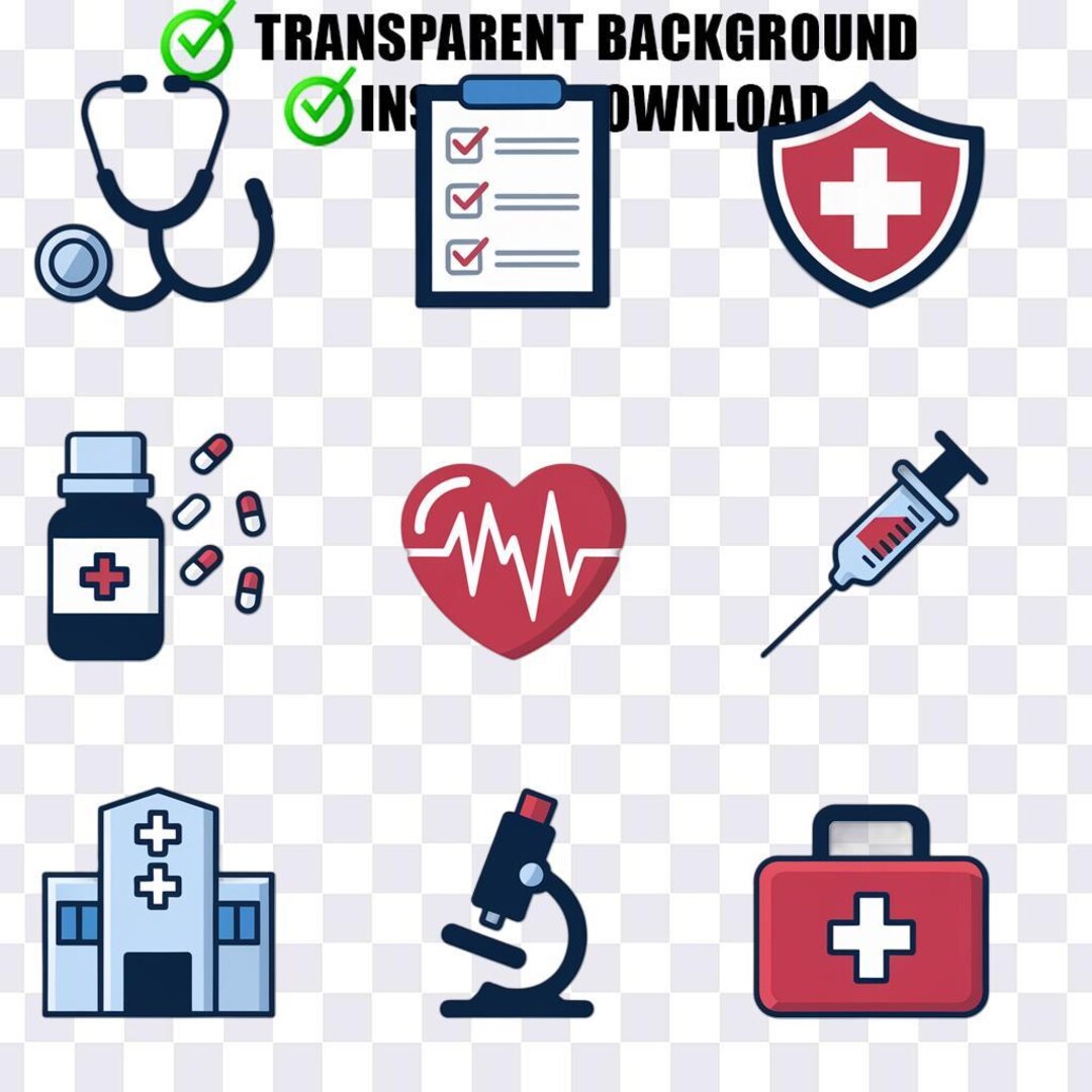 Medical 9 Pack Icon Set PNG – Digital Download With Transparent ...