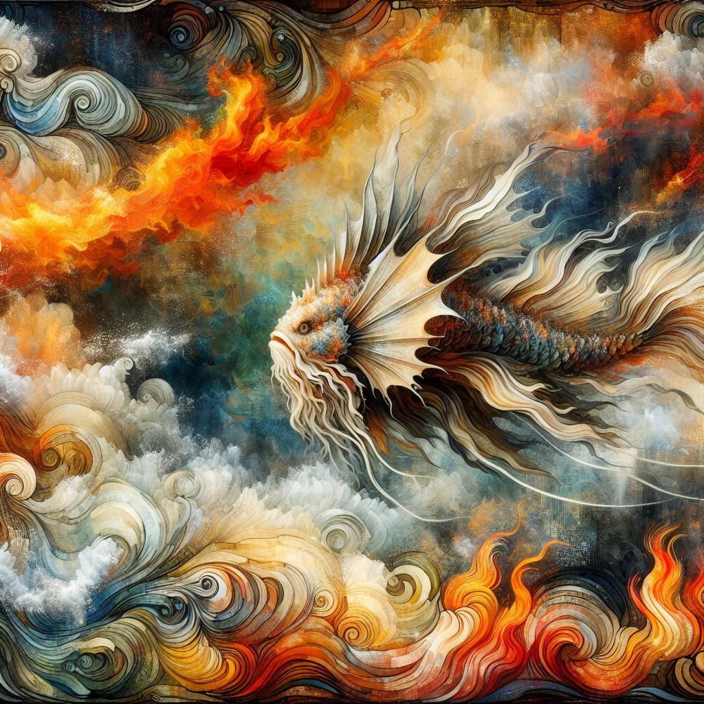Agua Nubes Peces Surrealista