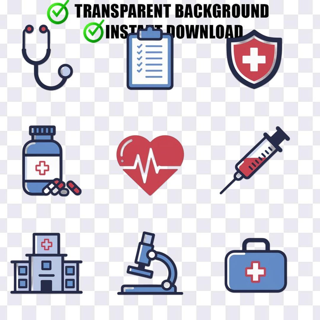 9 Health Icons PNG Download – Flat Medical Icon Set, One File ...