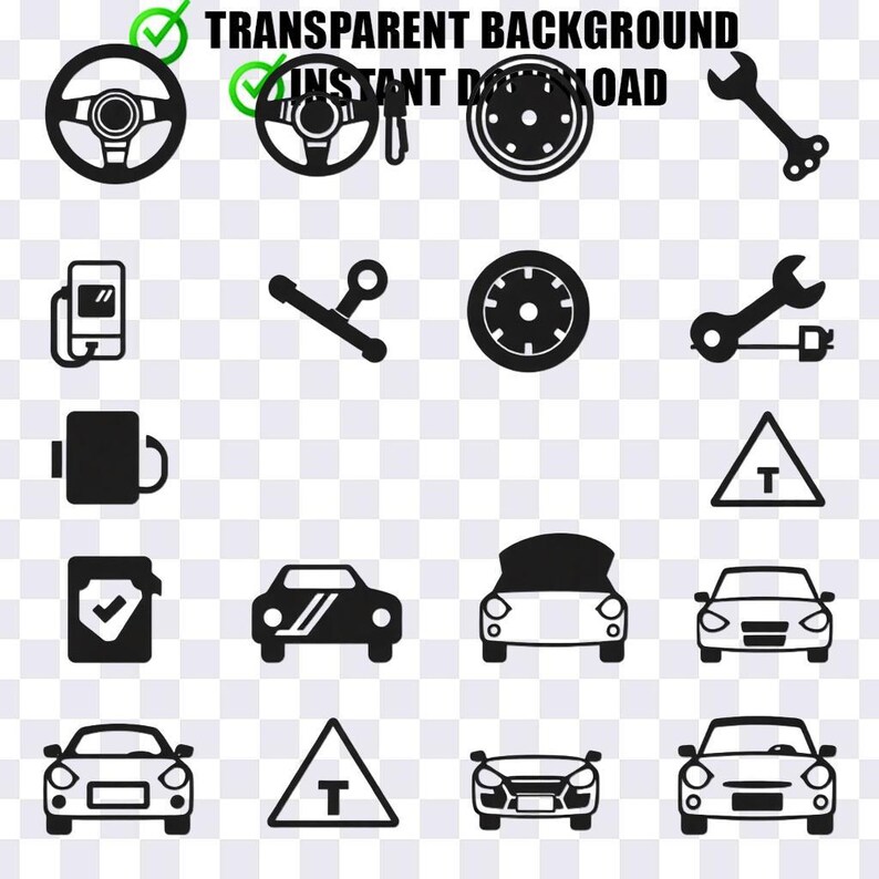 Automotive Icon Set: Digital PNG Download, 1 File, Transparent, for Car ...