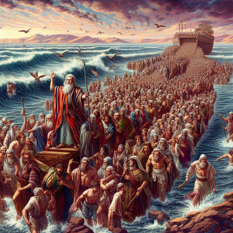 Biblical Drama Digital Download: Moses Parts the Red Sea Amidst Crowded ...
