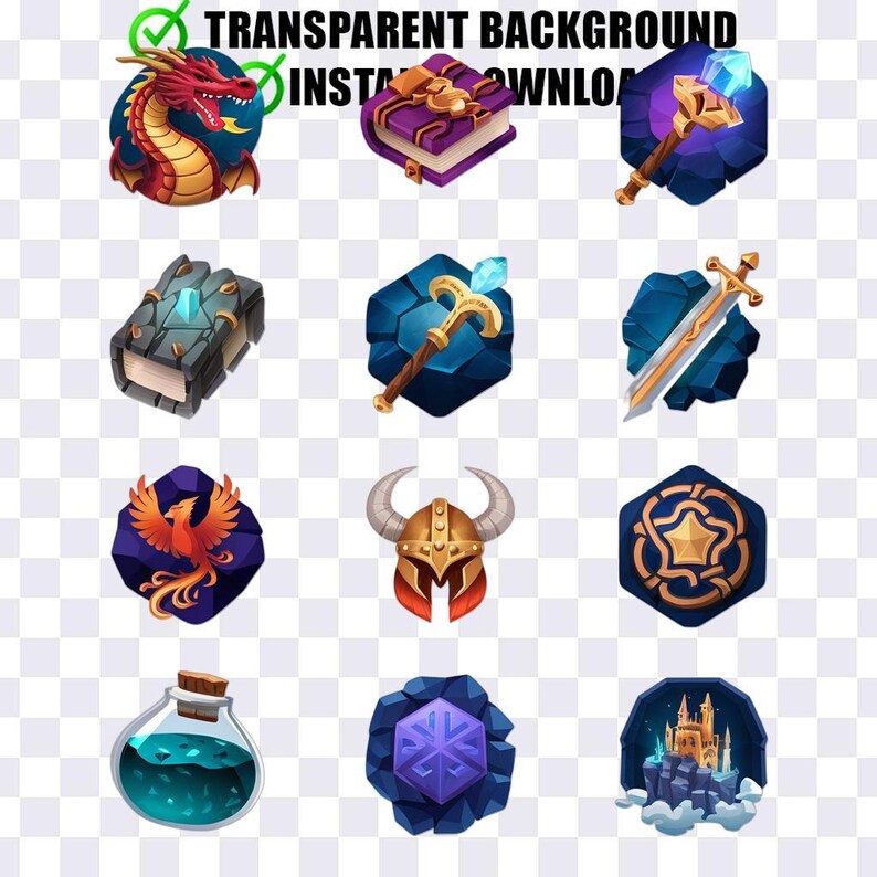 Fantasy Icon Set: 12 Transparent Pngs in 1 Digital Download, Perfect ...