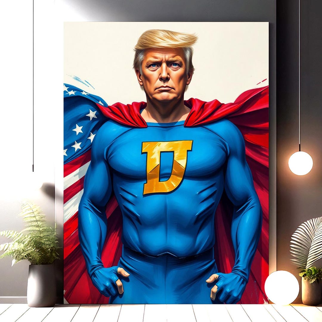 Donald Trump: the Superhero President Portrait Canvas Art Print Matte ...