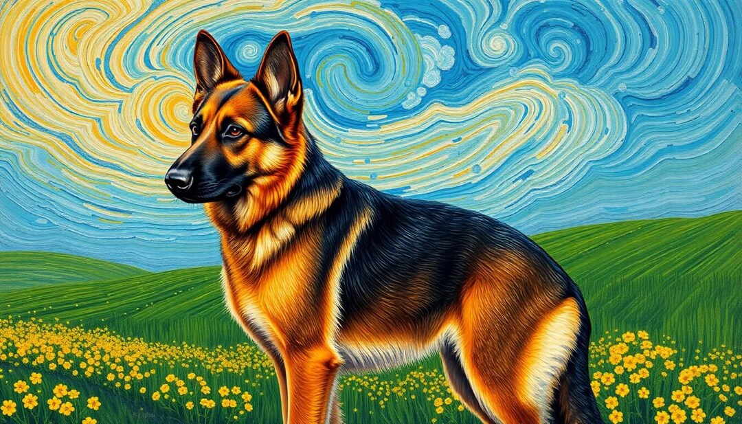 Van Gogh Inspired German Shepherd Digital Download Art: Vibrant Canine ...