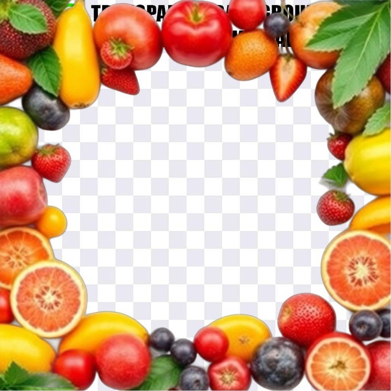 Vibrant Fruit Halo Digital Frame: Transparent PNG, Circular Arrangement ...