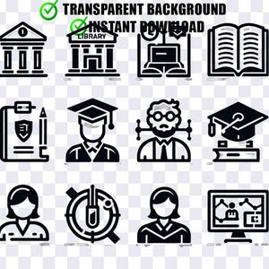 12 Academic Icons Set – Digital PNG Download With Transparent ...
