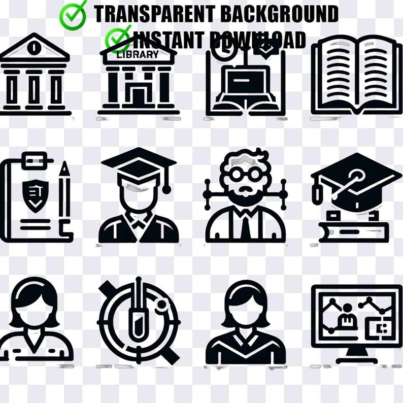 12 Academic Icons Set – Digital PNG Download With Transparent ...