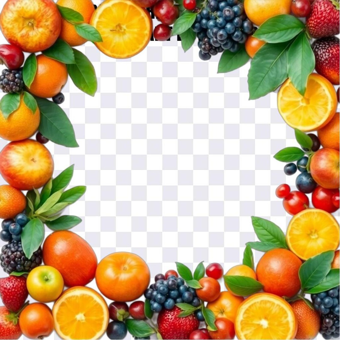 Vibrant Fruit Frame Digital PNG – Transparent Background DIY Printable ...
