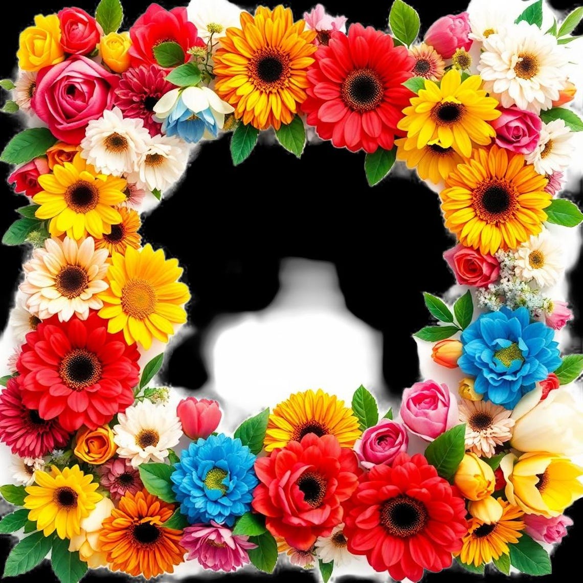 Vibrant Floral Digital Frame PNG – Transparent Download, Printable DIY ...