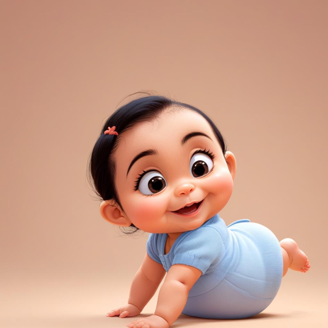 Digital Download: Adorable Cute Animated Baby Art Print Playful Onesie ...